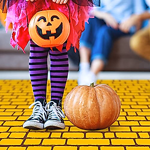 2 Sheets 4.5 X 9 Feet Yellow Brick Road Floor Runner Brick Wall Backdrop, Princess Decorations, Yellow Brick Road for Halloween Cosplay Party