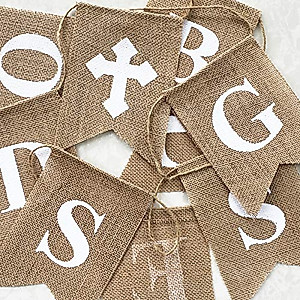 Uniwish God Bless Banner Boy Girl Baptism Decorations Rustic Christening Baby Shower Wedding Birthday Party Favors Photo Props