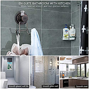 JiePai Vacuum Suction Cup Hooks Shower Bath Towel Hooks Hanging Towel Holder Wall Towel Rack Organizer for Kitchen , Bathrobe,Loofah ,Bronze (2 Pack)