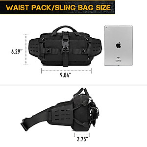 ATZB Waist Pack for Men Sling Bag Chest Crossbody Shoulder Backpack with USB Water-Repellent with Water Bottle Holder