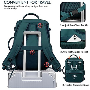 Beraliy Large Travel Backpack, Flight Approved Personal Item Bag, 17 Inch Laptop Backpack, 40L Carry On Luggage Daypack, Business Weekender Overnight Bag, Peacock Blue