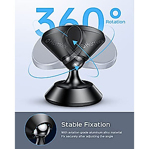 Humixx [8 Built-in Magnets] Car Phone Holder Mount Magnetic [Aviation-Grade Alloy] 360° Rotatable Universal Magnetic Cell Phone Mount for Car Phone Holder for iPhone Samsung Smartphones
