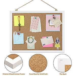 Cork Board Bulletin Board 15.7 x 12 Inches with Rectangle White Frame Hanging Pin for Office Home Message Board or Vision Board Decoration