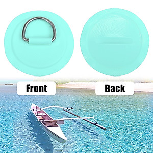 X AUTOHAUX 6pcs D Ring Patch PVC Stainless Steel Round Shape D Ring Pad for Inflatable Boat Kayak Canoe Deck Green