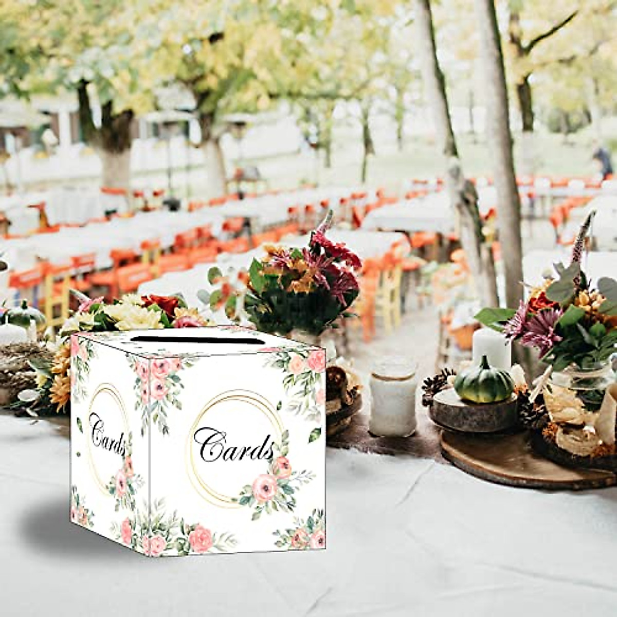 HEIPINIUYE Pink Floral Card Box Floral Gift Card Box Holder Wedding Card Box Money Box Card Box Holder for Wedding Baby Shower Bridal Shower Birthday Party Favor Table Centerpiece Decoration