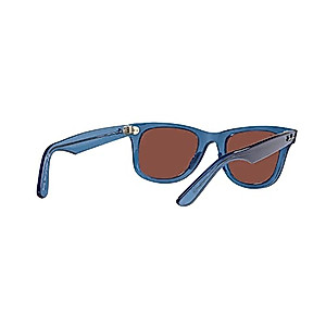 Ray-Ban RB2140 Original Wayfarer Square Sunglasses, Transparent Blue/Red, 50 mm