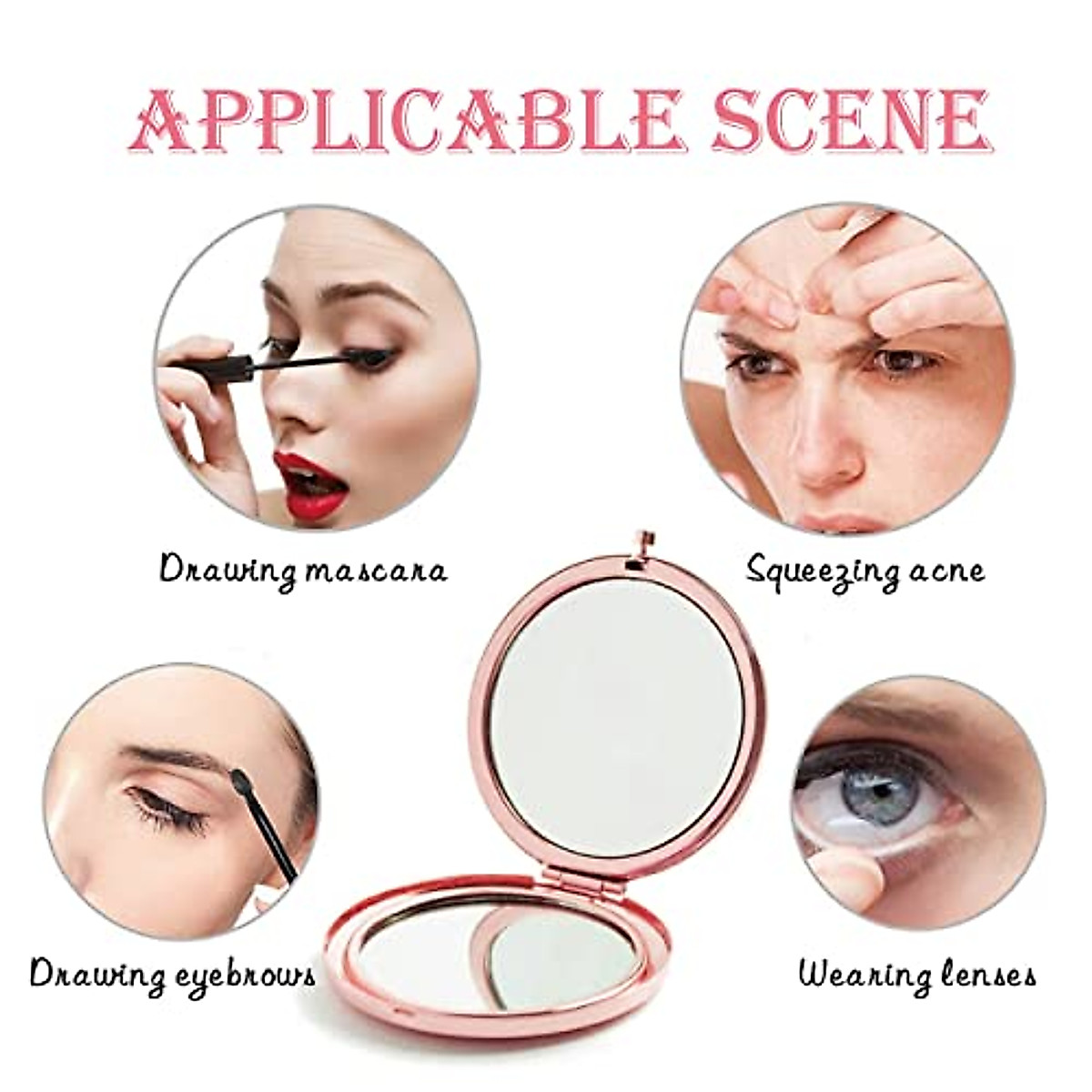 Daughter Gifts from Mom Dad for Rose Gold Compact Mirror,to My Girlfriend Gifts,Engraved Compact Mirror,Round Folding Mirror Handheld 2-Sided Mirror,1x/2x Magnification Compact Mirror.