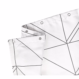 Horizon Home Essentials Modern Luxury Geometric Shower Curtain for Bathroom (White and Grey)