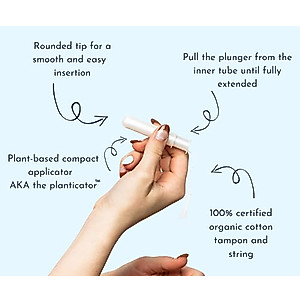 TOP the Organic Project: 100% Organic Pure Cotton Tampons | (Unscented, Dye & Chemical Free. Safe, Thin & Superior Protection), Eco-Conscious, Plant Based Applicator, Regular (16)