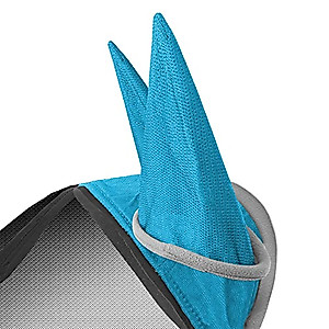 SmithBuilt Comfort Fly Mask with Ears for Horses (Teal, Pony) - Fleece Padding, Fine Mesh, UV Protection