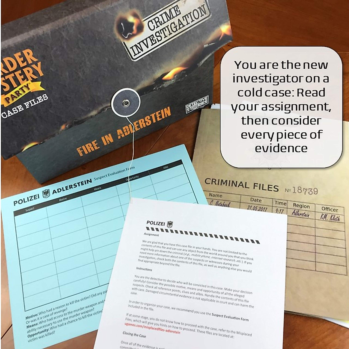 Murder Mystery Party Case Files: Fire in Adlerstein for 1 or More Players Ages 14 and Up