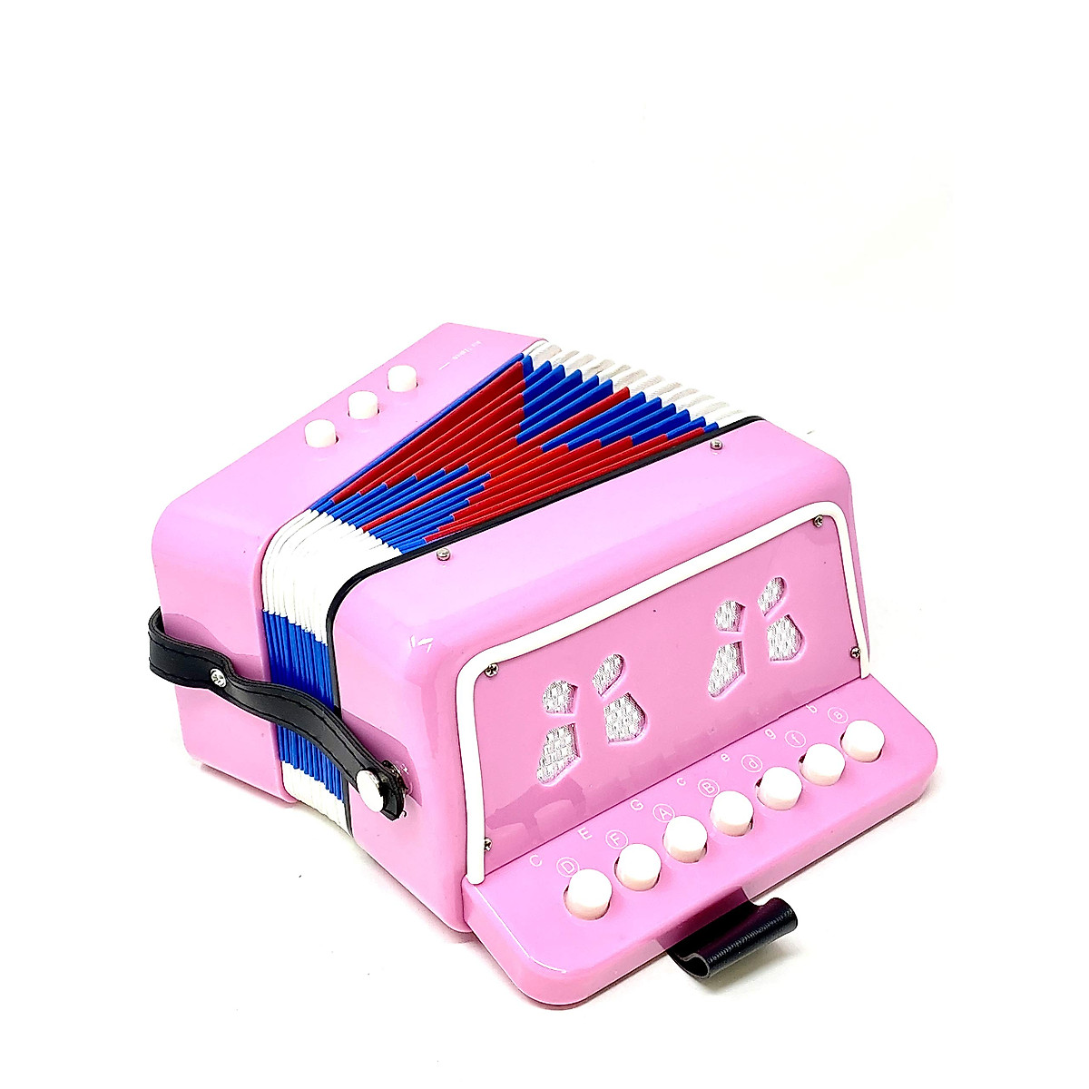 JOYSAE 7 Keys 2 Bass Accordion Kids Accordion Toy Solo Ensemble Instrument Musical Educational Instrument for Early Childhood Teaching (Pink)