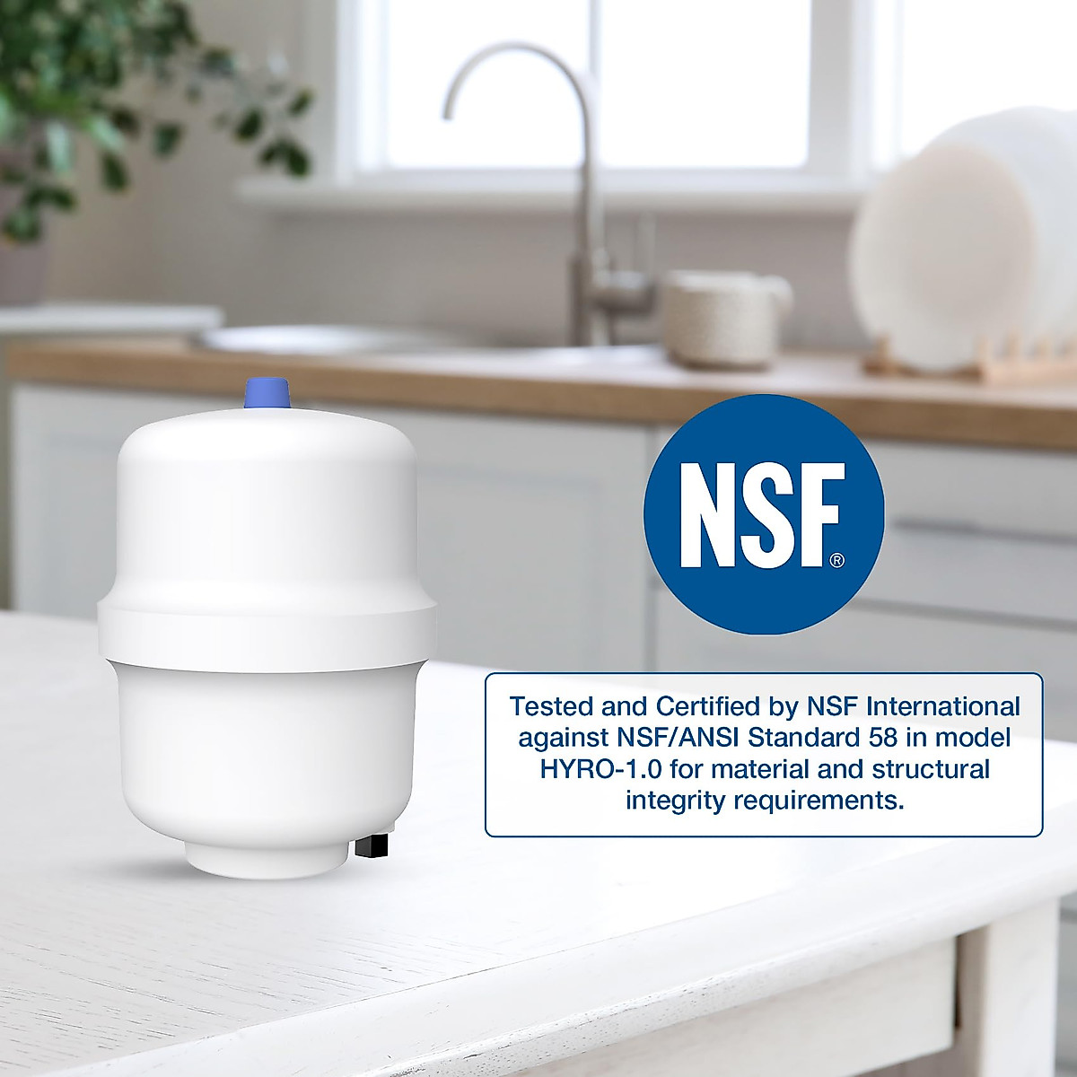 SimPure Small Water Pressure Tank for Tankless Reverse Osmosis System, RO Water Storage Tank with Fittings for Refrigerator, Ice Maker, Suitable for 1/4" and 3/8" Water Pipes, HYRO-1.0