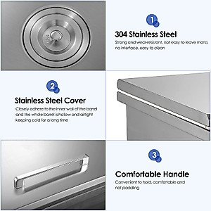 ETE ETMATE Outdoor Drop In Ice Chest Built-in stainless steel ice bucket with removable lid