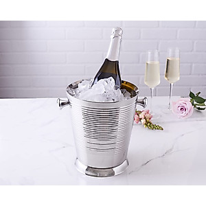 Sol Living Champagne Bucket - Double Wall Insulated Stainless Steel - Wine & Champagne Holder - Portable Chiller Bin for Bars, Parties, Commercial Use - Ribbed, 3.6 Qt