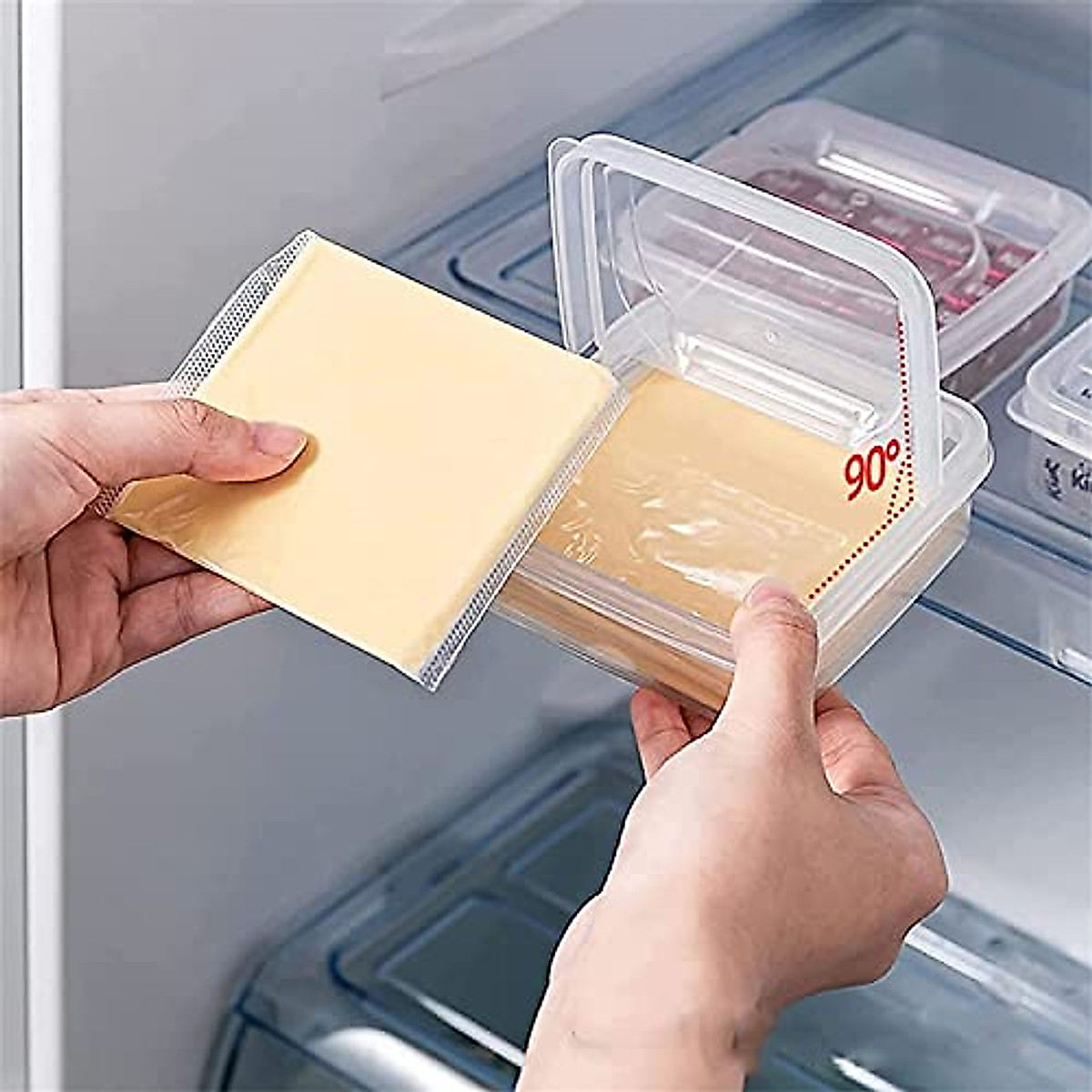 Sliced Cheese Container for Fridge with Flip Lid - 2/4/6 Pcs Butter Block Cheese Slice Storage Box, Portable Leakproof Clear Flip Top Storage Box, Vegetable & Fruit Fresh-Keeping Box. (2 pcs) (2 pcs)