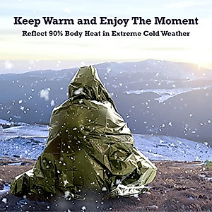 OriStout Emergency Blankets for Survival, 4 Pack of Extra Large Thermal Space Mylar Blankets, Emergency Blanket for Car, Winter Survival Kit for Snow/Camping/Hiking/Outdoor (Army Green)