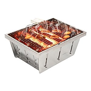 Camping Fire Pit, Portable Camping Grills with Storage Bag, Foldable Camping Campfire Grill for Fireplace Outdoor BBQ Camping, Fire Pit Stainless Steel Grills for Picnics Party