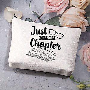 BDPWSS Just One More Chapter Book Lover Cosmetic Bag Literary Book Themed Zipper Pouch Pen Organizer Bag Gifts For Bookworm Readers Librarian Bibliophiles (just one more chapter)