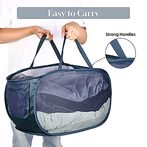 2 Pack Collapsible Laundry Baskets - Foldable Clothes Hampers for Laundry - Sturdy Pop Up Laundry Hampers for Home, Bedroom, Dorm, Kids Room, Travel Navy