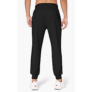 M MAROAUT Mens Joggers with Pockets Cargo Sweatpants for Men Elastic Waist Pants Track Athletic Running Gym Workout Pants Casual Black L