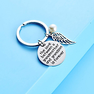 malyunin Grandmother Keychain Grandmom Gifts from Grandson The Love Between Grandmother And Grandson is Forever Keychain Grandmother Grandson Gifts for Valentines Christmas Birthday