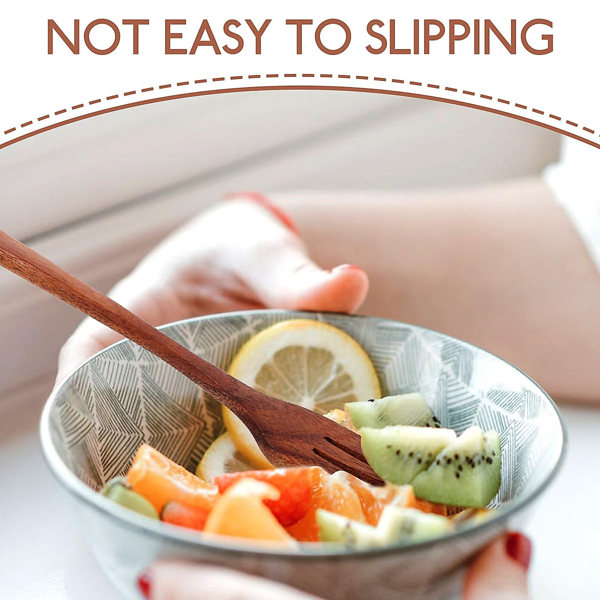 Cabilock Salad Mixing Fork Wood Salad Servers Long Handle Cooking Fork Wooden Kitchen Utensils for Salad BBQ Dessert Vegetable