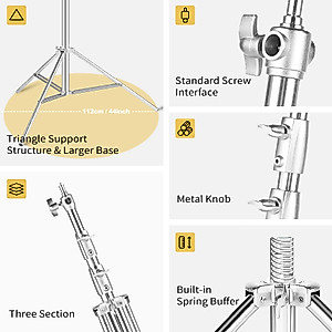 Meking Stainless Steel Light Stand 9.2 Ft Max Height Adjustable Heavy Duty Tripod Stand for Photo Studio Video Softbox, Monolight, Reflector, Umbrella, etc.