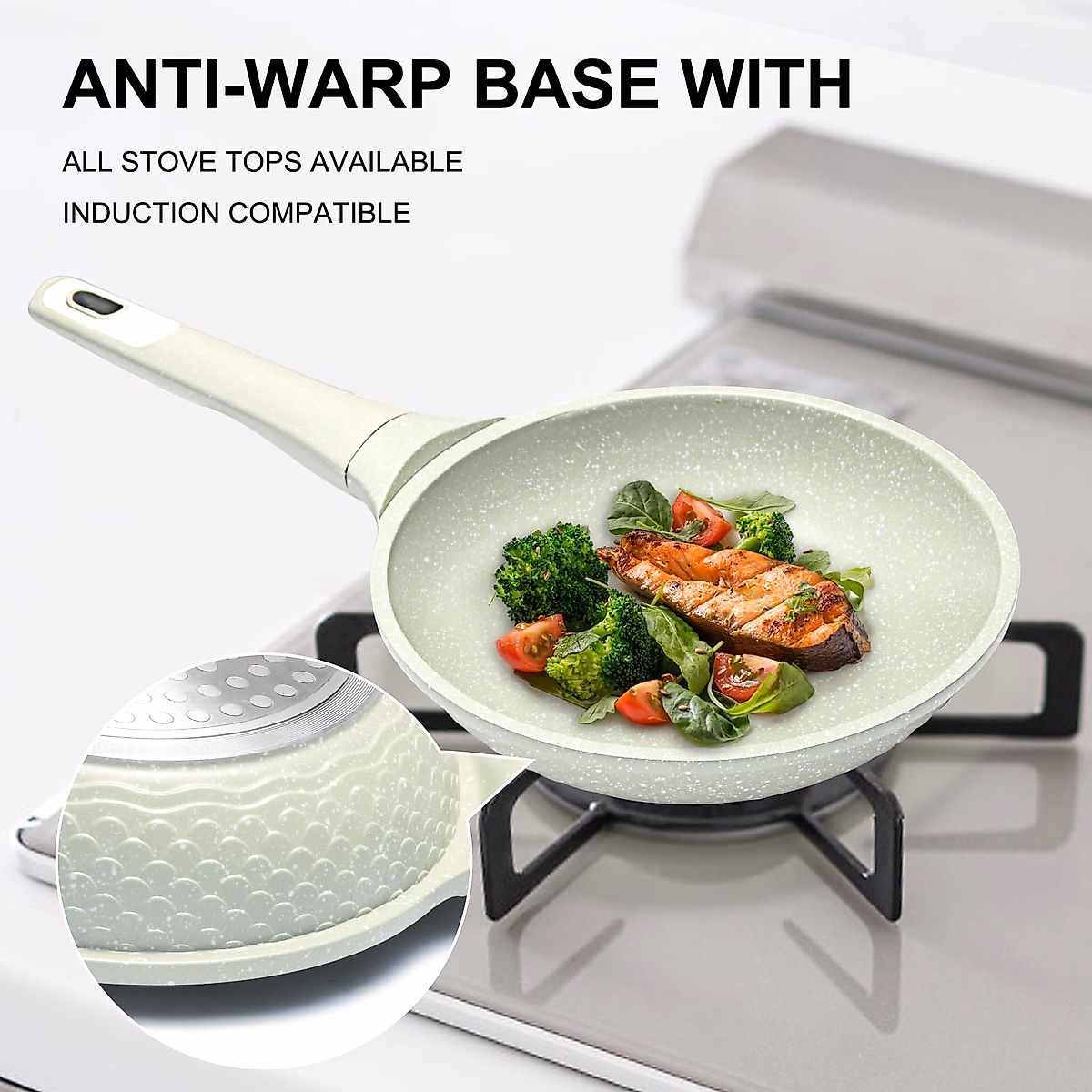 Non stick Frying Pans 8 in Skillet with Lid, Omelet Pan, Small Frying Pans Nonstick, Healthy Cookware Non Toxic Chefs Pan, Egg Pan with Heat Resistant Handle,100% PFOA PFAS-Free, Cooking all stovetop