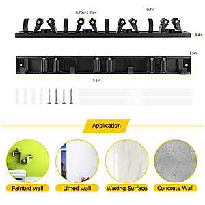 SLIIMU 30'' Broom and Mop Holder Wall Mount with Movable Sliding 7 Racks 8 Hooks, Storage Organizer Wall Hanger, Cleaning Tool Hanging Grippers for Kitchen Bathroom Garden Garage Laundry Home Closet