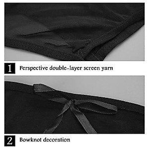 Women Sexy Lace Garter Belt with Stockings,Double Mesh Suspender Belt with Thigh High Stockings,8 Elastic Clips for Hold Ups (Black)