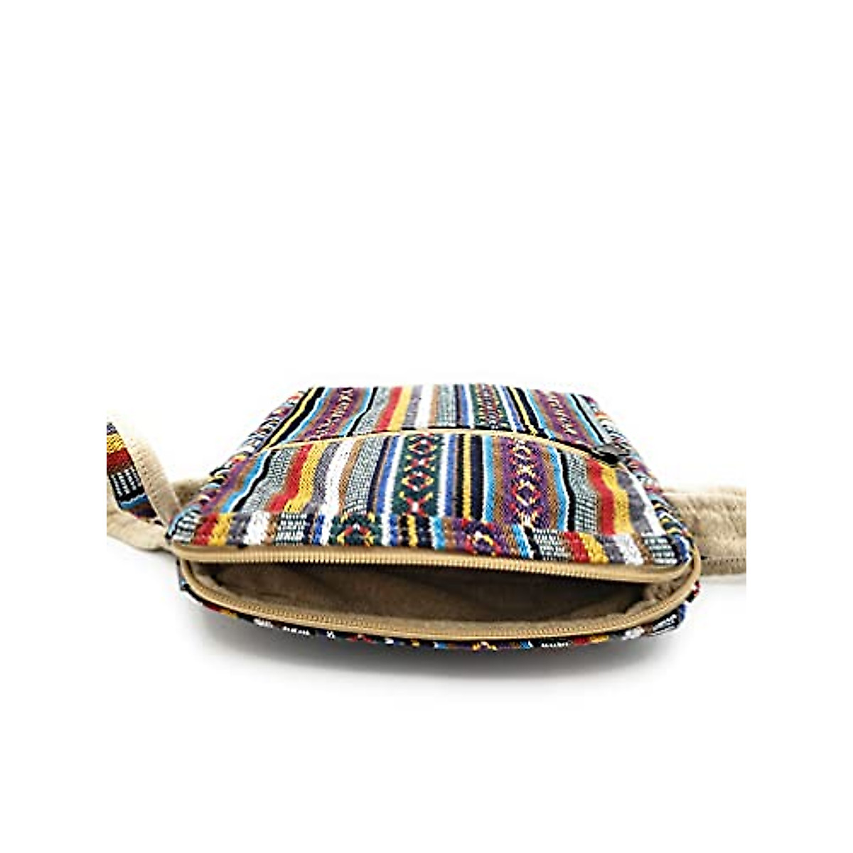 Core Hemp Multi Pocket Crossbody Bag Purse Made From Pure Hemp (Natural)