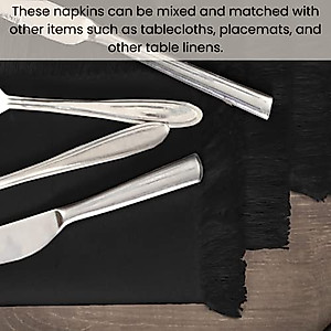 Cotton Clinic Cloth Dinner Napkins Fringes – Perfect Everyday Use Table Napkins – Soft Durable Washable – Ideal for Party Wedding Christmas Easter – Set of 12-20x20 inches Black Napkins
