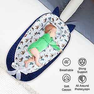 Baby Lounger Cover for Baby 0-12M Baby Nest Co-Sleeping, Soft Breathable Cotton Adjustable Newborn Bassinet Mattress Portable Infant Floor Seat Baby Registry Search (B)