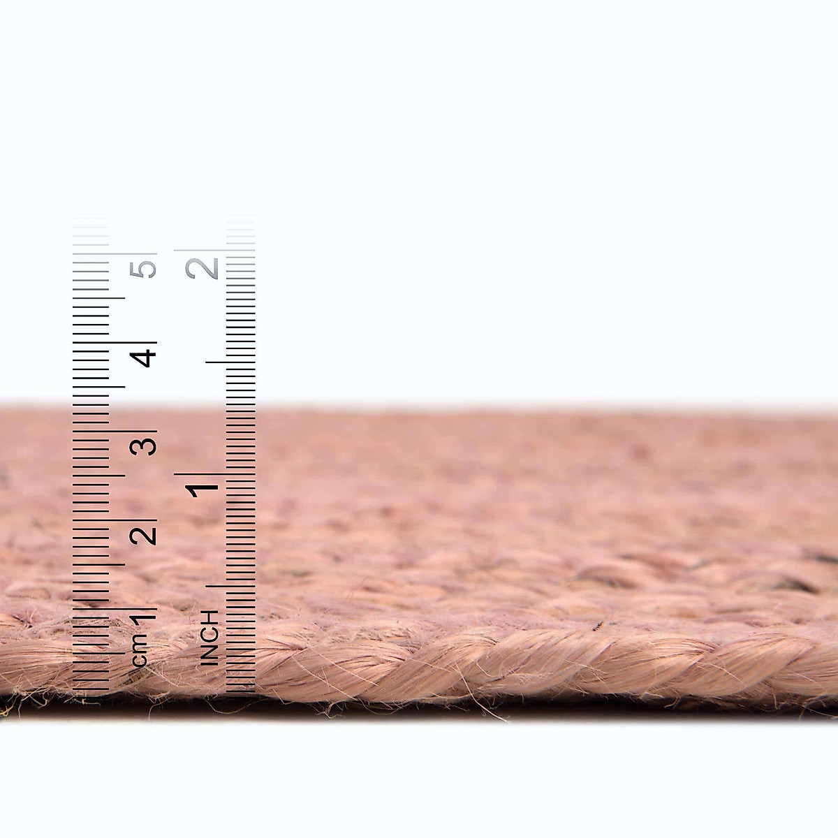 Agro Richer Handwoven Jute Area Rug, 4x6 ft. Natural Pink Yarn- Rustic Vintage Beige Braided Reversible Rectangular Rugs for Bedroom, Kitchen, Living Room, Farmhouse