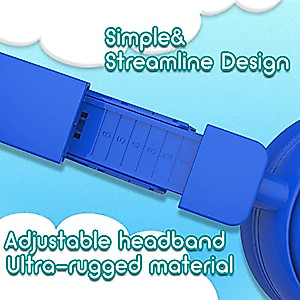 Jimonyer Kids Headphones for School, 3.5mm Jack Wired Safe Volume Limit Headphones for Kids, HD Stereo Sound On-Ear Girls Boys Toddler Headphones for Tablet, iPad, Kindle,Blue Green