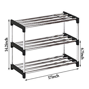 Lechay 1 PC 3-Tier Stackable Small Shoe Rack, Shoe Organization Shoe Holder Entryway for Saving Storage