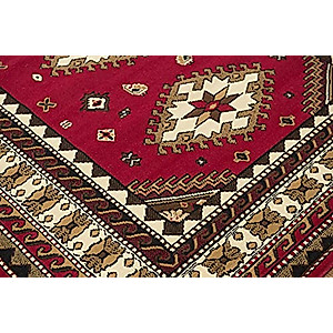 United Weavers Dallas Tres Runner Rug - Red, 5x8, Southwestern Indoor Area Rug with Bordered Pattern, Jute Backing