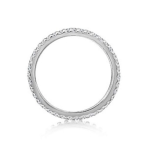 Amazon Essentials Platinum-Plated Sterling Silver Infinite Elements Cubic Zirconia Clear Round Cut Eternity Band Ring, Size 7, (previously Amazon Collection)