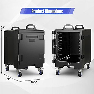 ARLIME Hot Box Food Warmer 81 QT, Front-Loading Insulated Food Pan Carrier for 5 Full-Size Pans, Food-Grade LLDPE Material, Hot Boxes with Wheels for Catering for Canteen and Restaurant Use, Black