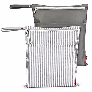 BABEYER 2Pcs Wet Dry Bags for Baby Cloth Diapers Waterproof Washable Reusable with Two Zipper Pockets for Dirty Gym Clothes, Travel, Beach Pool Daycare Soiled baby Accessories