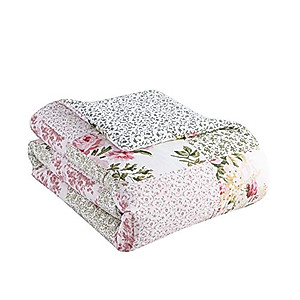 Laura Ashley Home - King Comforter Set, Reversible Cotton Bedding, Includes Matching Shams with Bonus Euro Shams & Throw Pillows (Ailyn Pink, King)