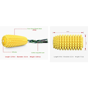 Generic Dog Chew Toys for Aggressive Chewers – 2 Pcs Set Indestructible Tough Durable Squeaky Interactive Dog Corn Stick Toys for Small Medium Large Pet Super Fun Puppy Teeth Chew, Yellow