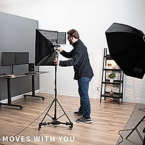 VIVO Universal Heavy Duty Mobile Tripod Trolley Designed for DSLR Cameras, Videos, Studio Lights, Adjustable Professional Tripod Dolly with Wheels, Black, CART-CAM1