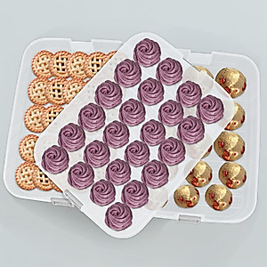 Liatinbo 4-Layer cookie carrier with lid and handle,dessert carrier dumpling container cookie transport storage container (4-Layer white)