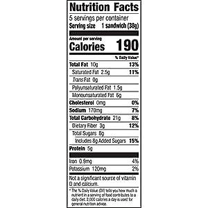 Nature Valley Biscuit Sandwiches, Peanut Butter Snack, 5 ct, 6.75 OZ