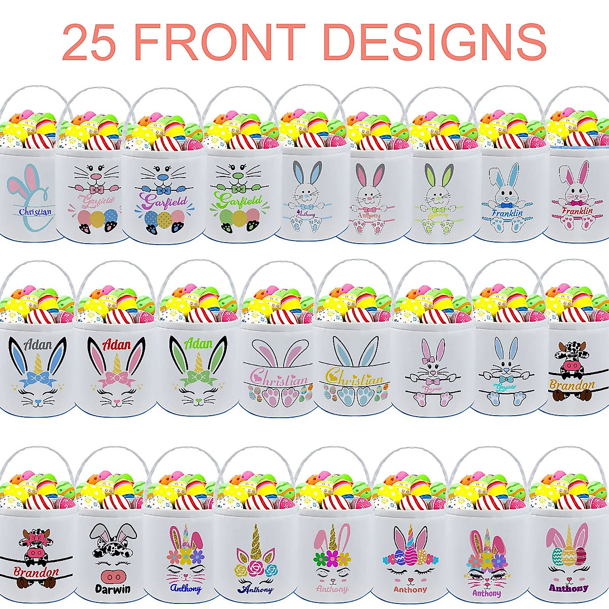 Personalized Easter Baskets for Girls Boys Custom Easter Basket tag with Name Customizable Easter Basket