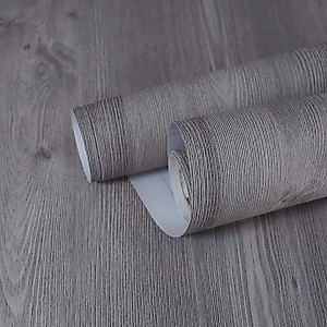 LiKiLiKi Wood Contact Paper Wood Wallpaper Light Gray Wood Grain Contact Paper Grey Peel and Stick Wallpaper Self-Adhesive Removable Wall Paper for Cabinets and Drawers Countertops Vinyl 15.7"x118"