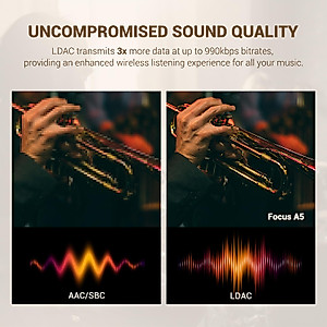 OneOdio Focus A5 Wireless Over-Ear Headphones, Hybrid Active Noise Cancelling, 75H Playtime, Hi-Res LDAC Wireless Audio, Bluetooth 5.4, Built-in Mic for Clear Calls, Low Latency Game Mode