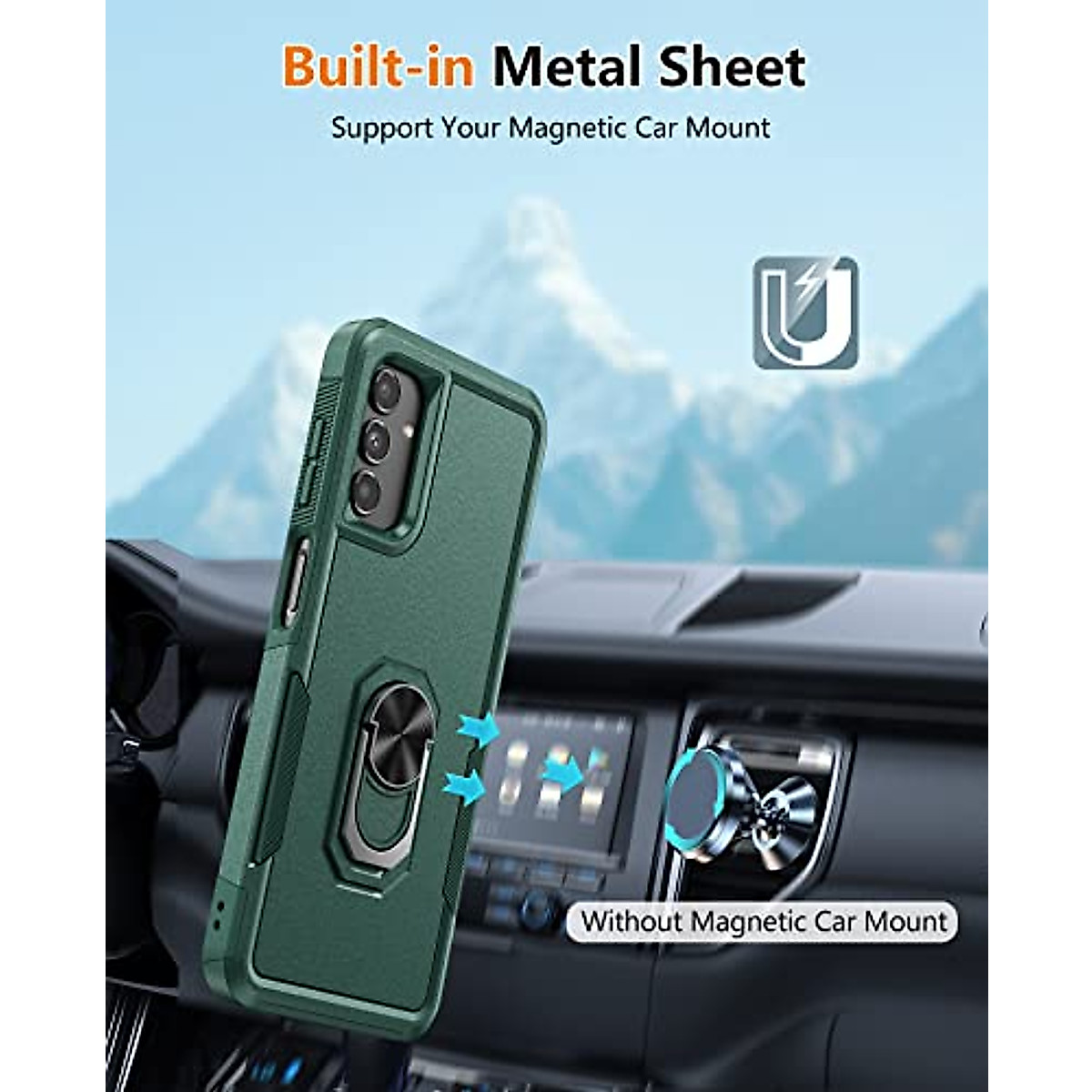 JXVM for Samsung Galaxy A13 4G-5G Case: with 2 Pack Tempered Glass Screen Protector Shockproof Kickstand Protective Cover Hybrid Design A135g Phonecase Protector Galaxya13 Cell Phone Cover for A 13 5G